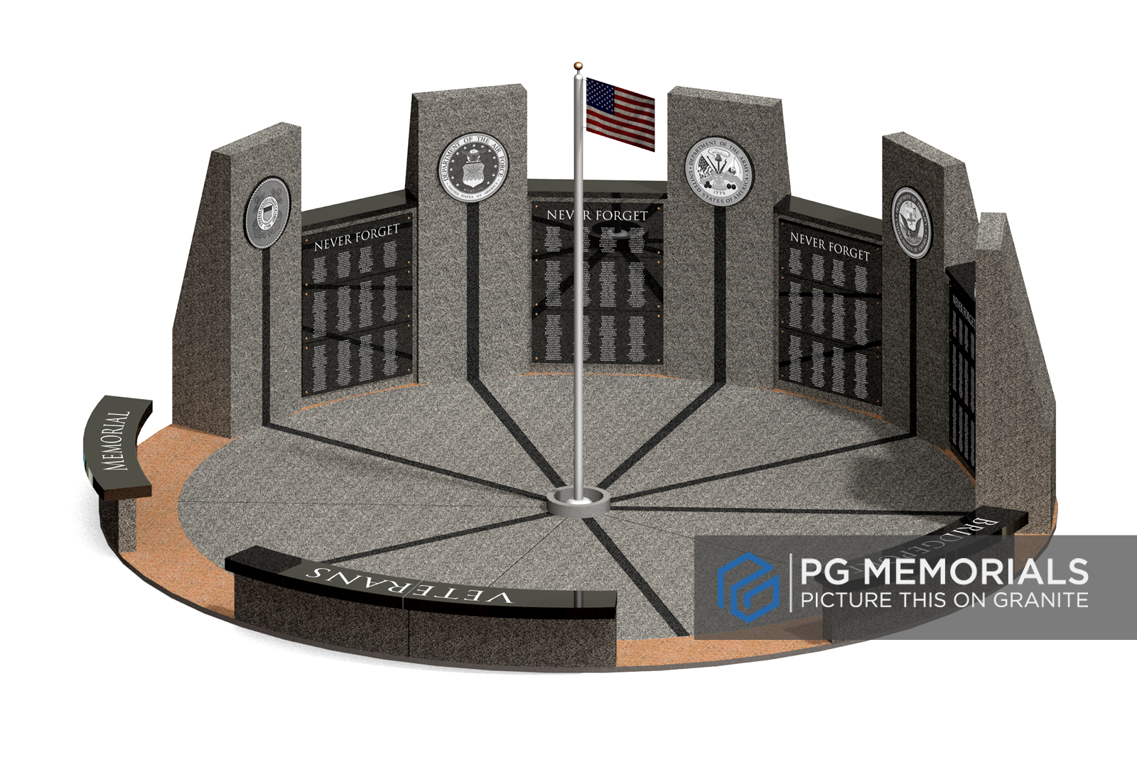 PG Memorial Design Concept #10 | Picture This On Granite