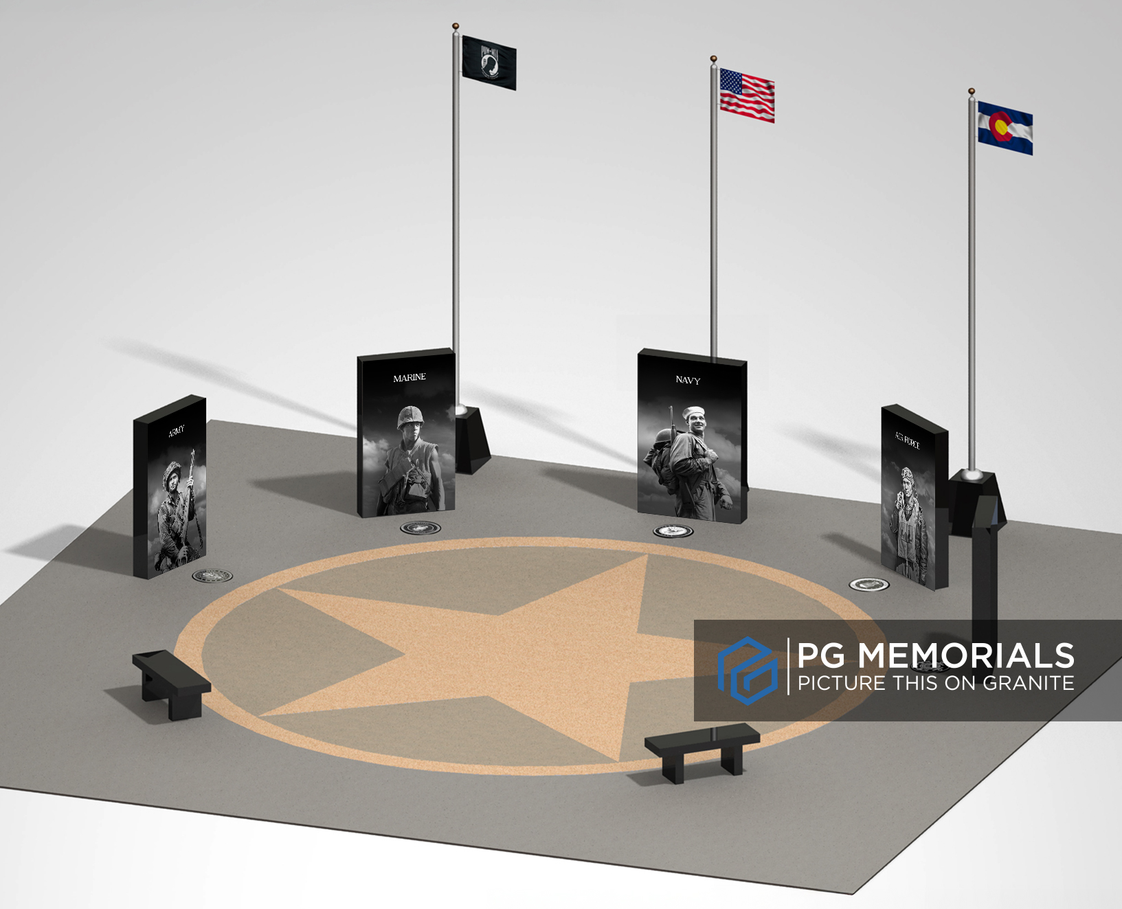 PG Memorial Design Concept #46 | Picture This On Granite