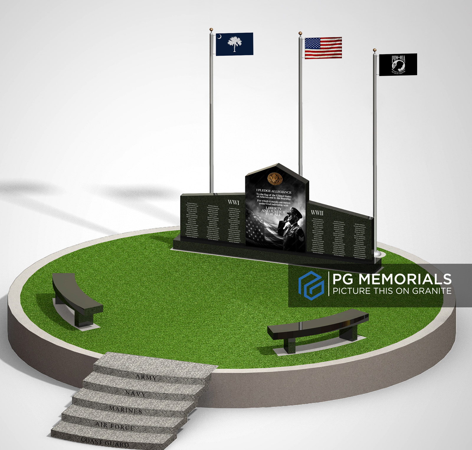 PG Memorial Design Concept #48 | Picture This On Granite