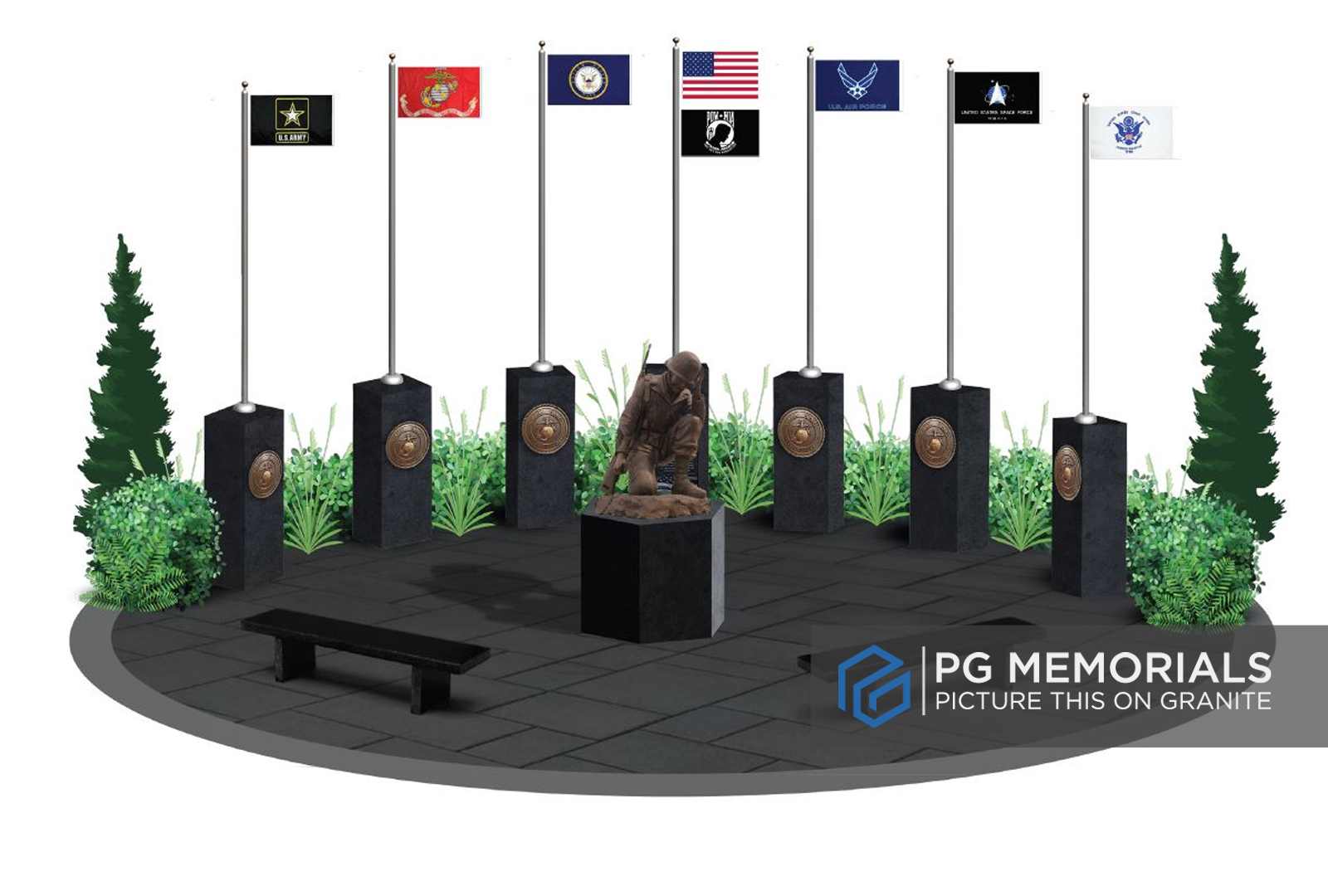 PG Memorial Design Concept #59 | Picture This On Granite